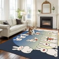 6x9 Area Rugs for Living Room, White Cute Rabbit Non Slip Area Rugs for ...