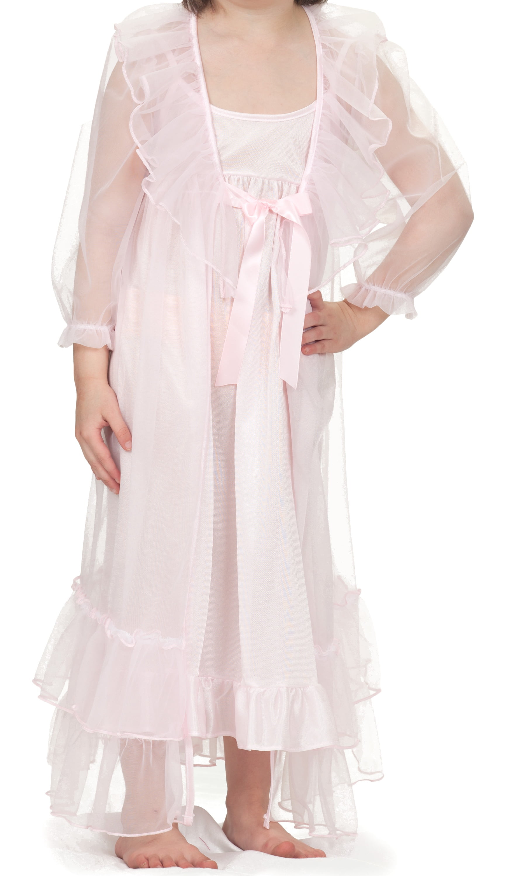 Frilly Peignoir Set in Solid Colors, (2T - 14) - Walmart.com