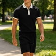 AGKIZG Men's Summer 2 Piece Outfit Color Half Zip Collar Top with ...