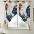 Blue Retro Rooster Swag Curtain Valance for Window 2 Panels Farmhouse ...