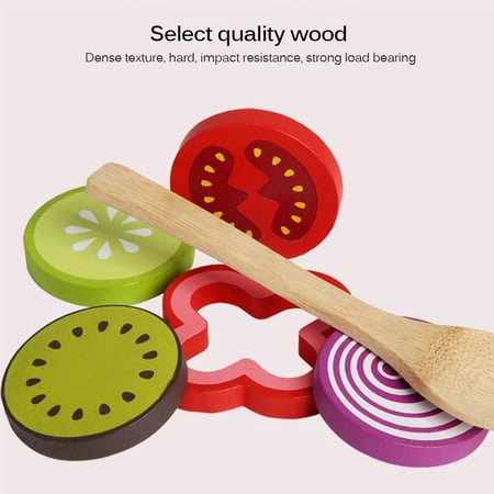 Kid Wooden Fruit Vegetable Salad Simulation Vegetable Toy Wood Toy ...