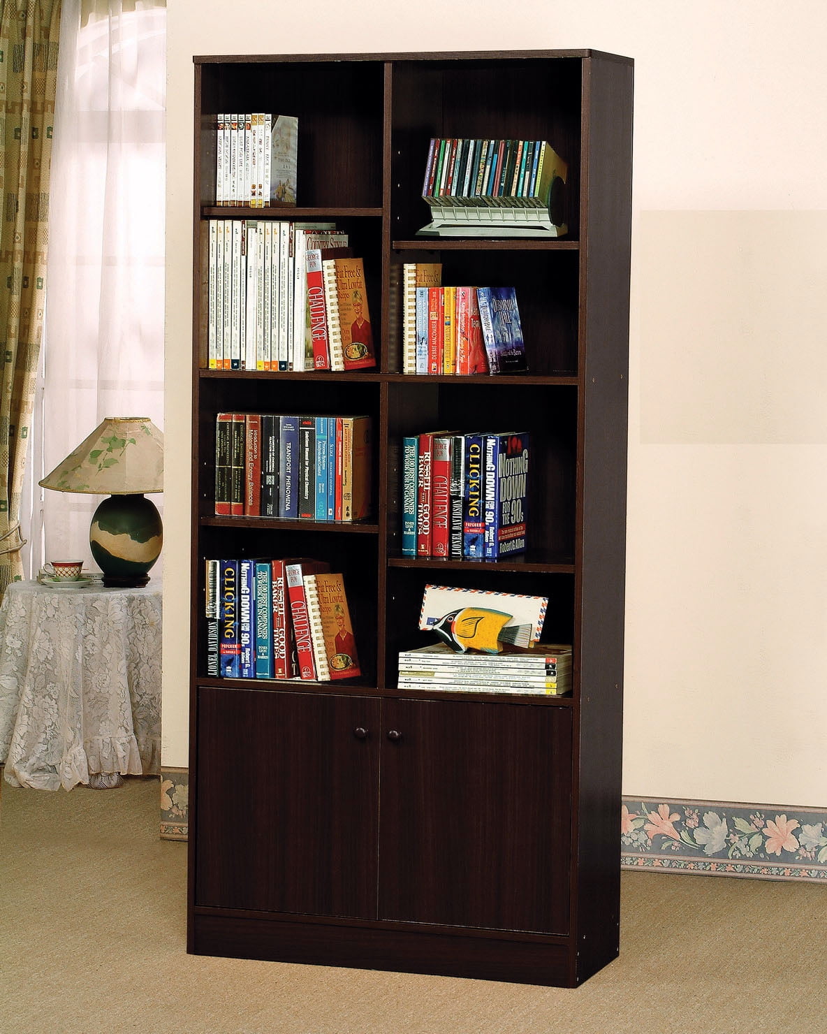 Verden Bookcase with 2 Doors, Espresso - Walmart.com