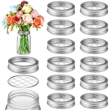 HEIBINMason Flower Jar Frog Lid Metal Flower Frog Lid Insert Mason Grid ...