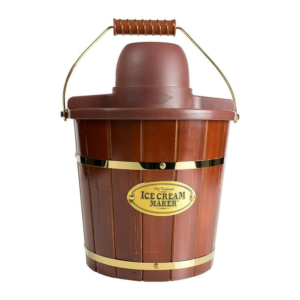 Nostalgia 4 Quart Electric Wood Bucket Ice Cream Maker with Carry ...
