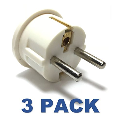 Seven Star Universal Travel Plug Adapters For Europe White Multi-packs (3 Pack, USA to European ...