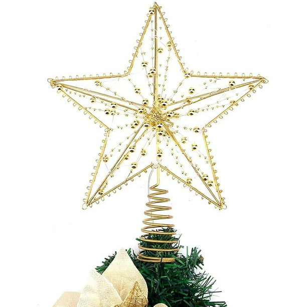 Christmas Tree Topper Star with LED String Light Glitter Christmas Tree ...