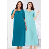 Only Necessities Plus Size 2-Pack Long Silky Gown - Walmart.com