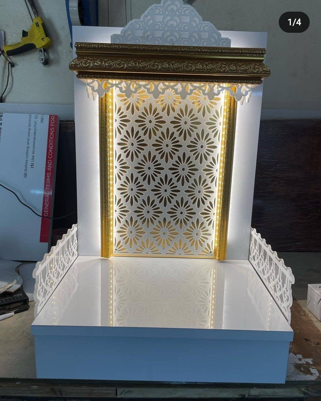 Wooden Temple For Home And Office With LED Lights / Puja Mandir For ...