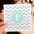 3drose, Letter P Grey and White Chevron with Mint Monogram Personal ...