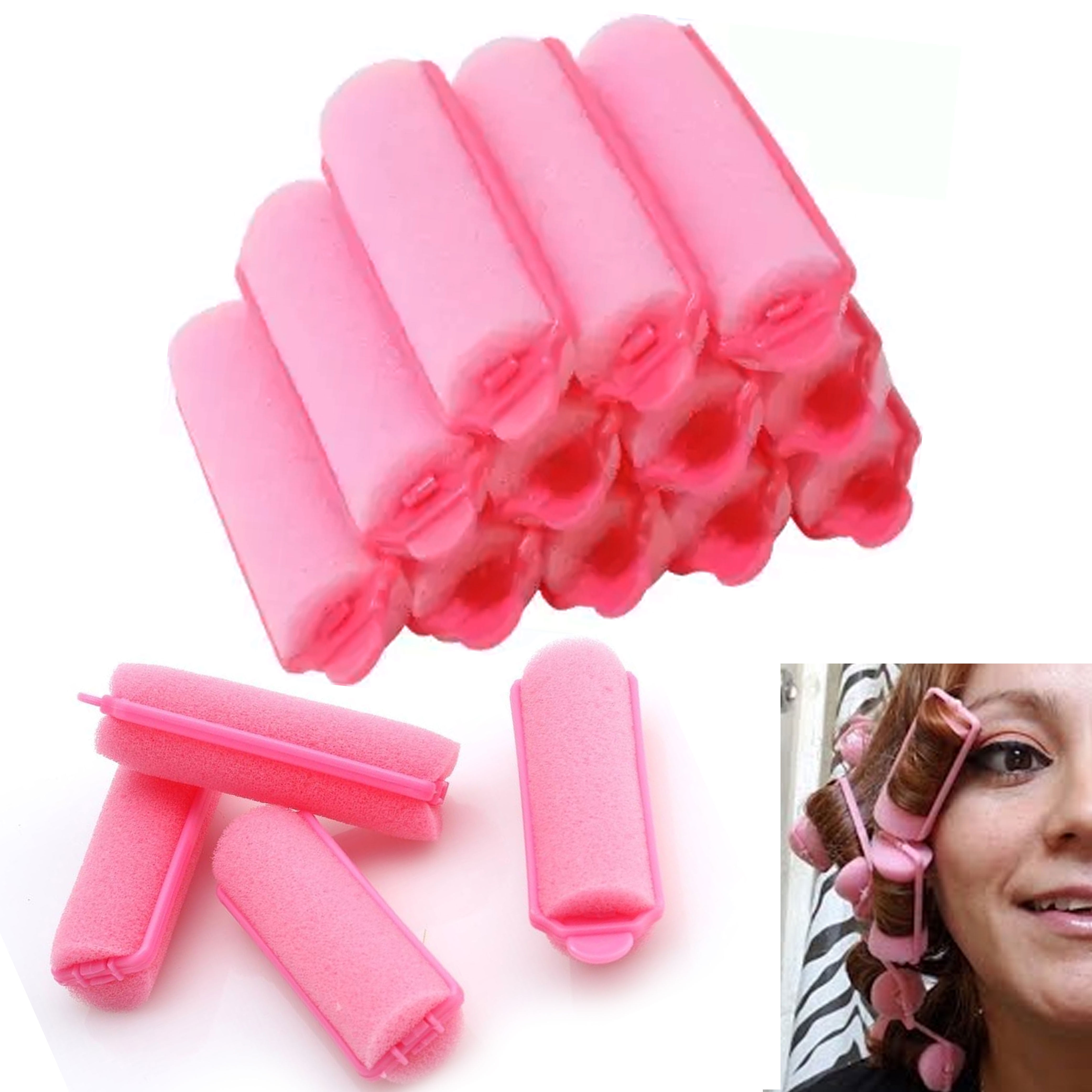 24 Hair Rollers Medium Soft Foam Cushion Curlers Waves Curls Salon