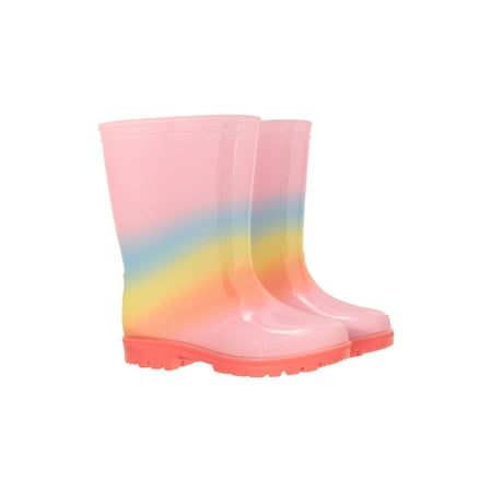 Mountain Warehouse Kids Rainbow Glitter Wellies Junior Girls Waterproof ...
