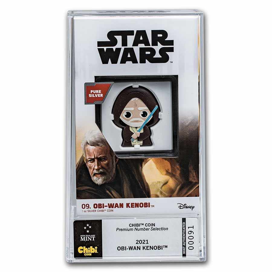 2021 Niue 1 oz Ag Chibi Coin: Obi-Wan Kenobi (Numbered Premium ...
