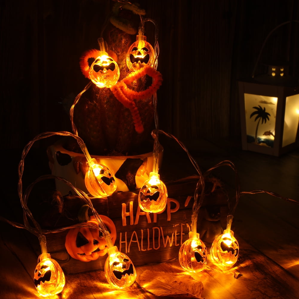 Halloween Pumpkin String Lights - 20 LED Halloween 3D Lights ...