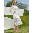 EILLY BAZAR Floral Embroidery Lace Dress for Women Puff See Through ...