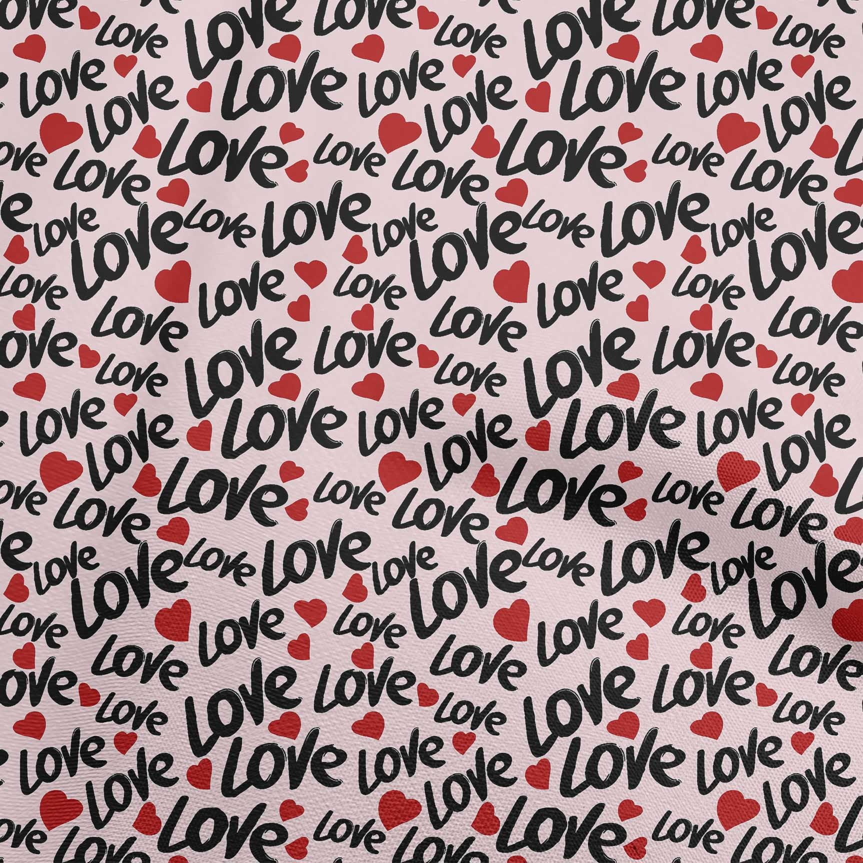 oneOone Cotton Poplin Red Fabric Valentine Love Heart Sewing Material ...