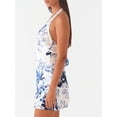 Blue Floral Print Halter Mini Dress With V-Neck Ruched Detail Slip ...