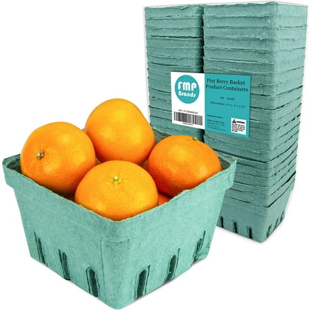 [44 Pack] Quart Green Molded Pulp Fiber Berry Basket Produce Vented ...