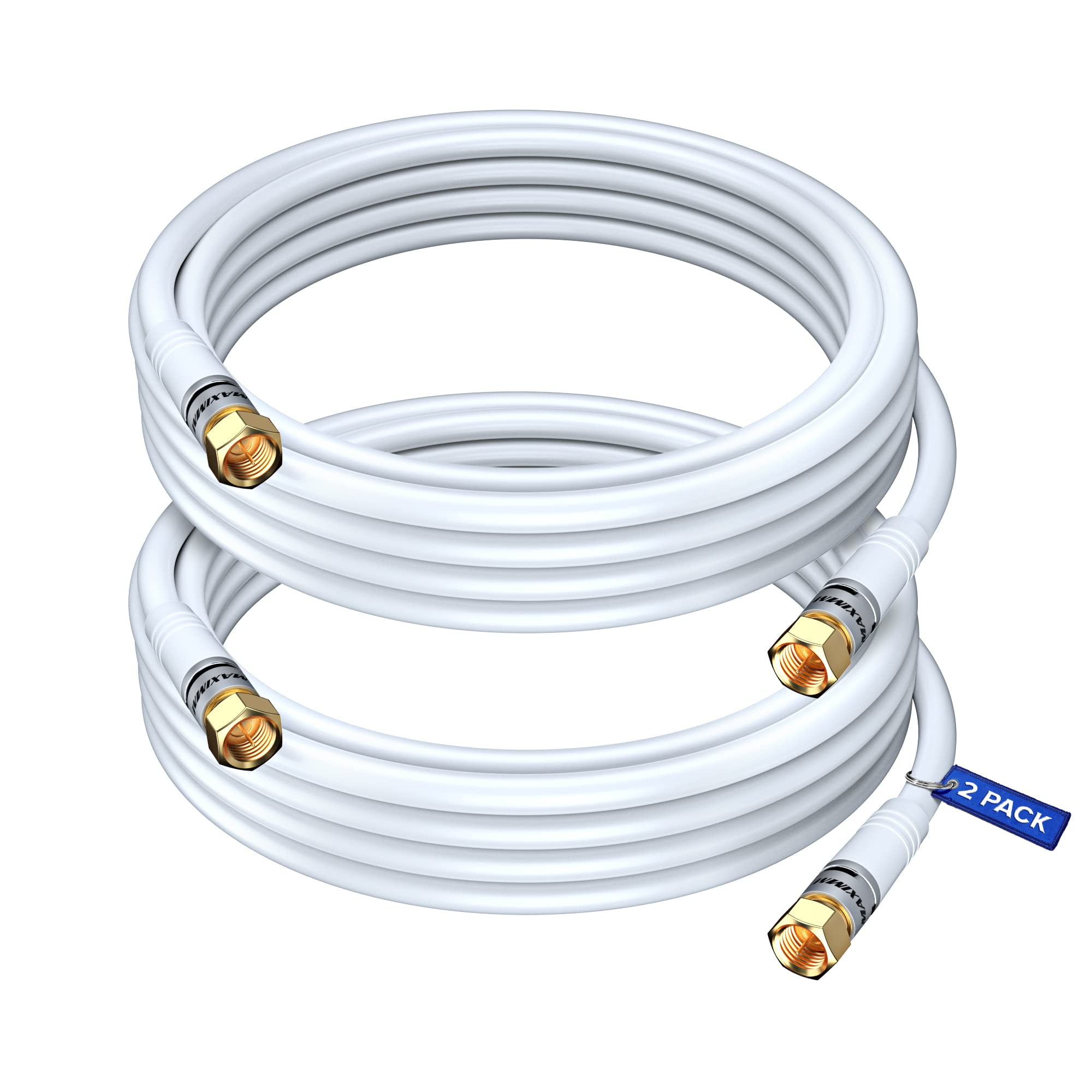 Coaxial Cable RG6 Coax Cord 15 Feet (White), Triple Shielded Wire CL3 F ...