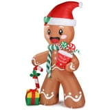 UBesGoo 8Ft Inflatable Christmas Gingerbread Man Decoration with 8 ...
