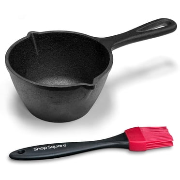 Cast Iron Basting Pot and BBQ Mop Brush, Basting Set with 2 Replacement ...