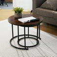KAHOO Modern Nested Round Coffee Tables, Compact Wood Stacking Tables ...