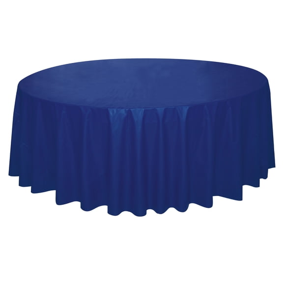 Way To Celebrate Blue Round Plastic Table Cover 84 inches Disposable ...