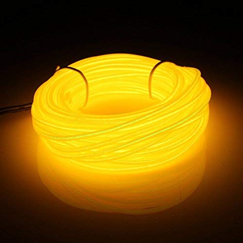 ABALDI Yellow EL Wire Neon Lights 3 Modes Battery Powered Flexible Rope ...