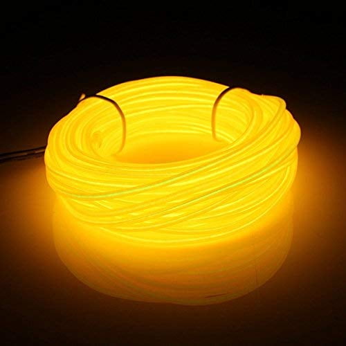 ABALDI Yellow EL Wire Neon Lights 3 Modes Battery Powered Flexible Rope ...