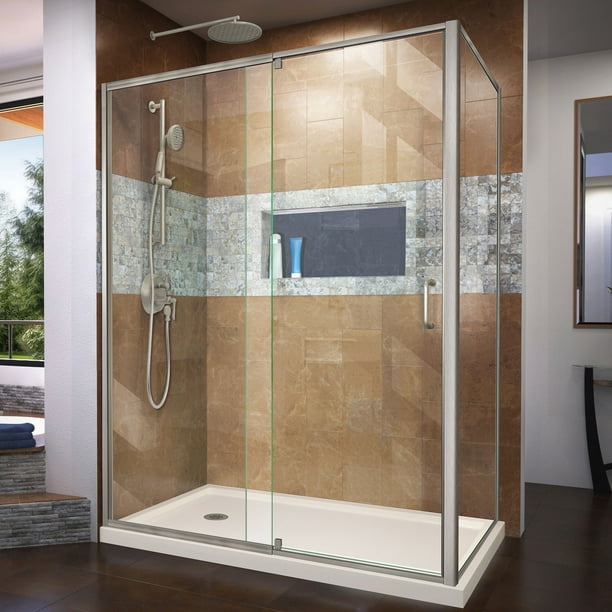 DreamLine Flex 36 in. D x 60 in. W x 74 3/4 in. H Semi-Frameless Shower ...