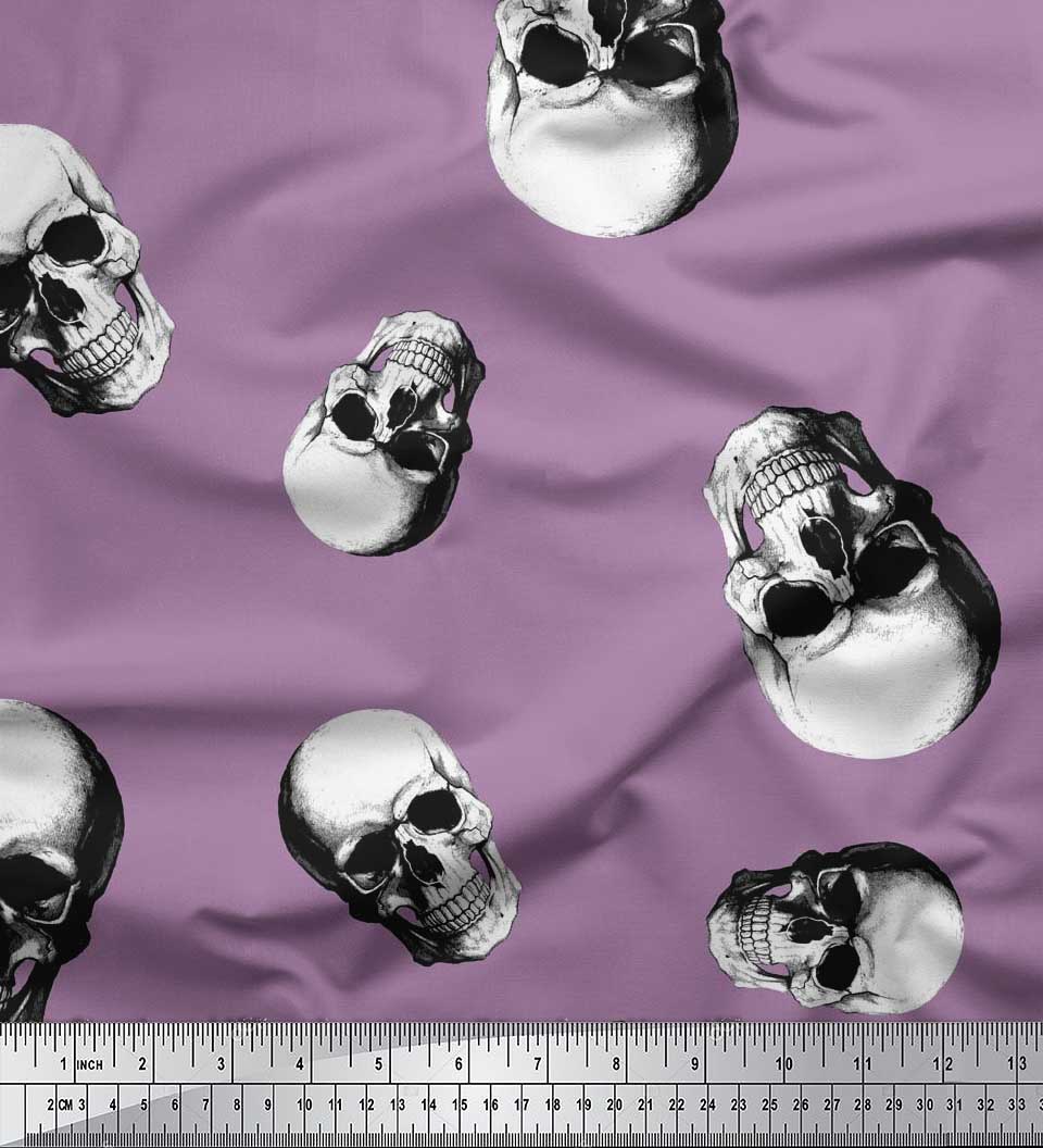 Soimoi Japan Crepe Satin Fabric Horror Skull Halloween Printed Craft ...