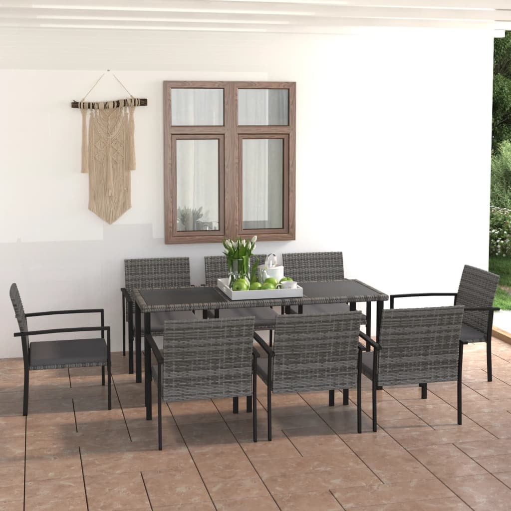 Click here for Vidaxl 9 Piece Garden Dining Set Poly Rattan Grey... prices