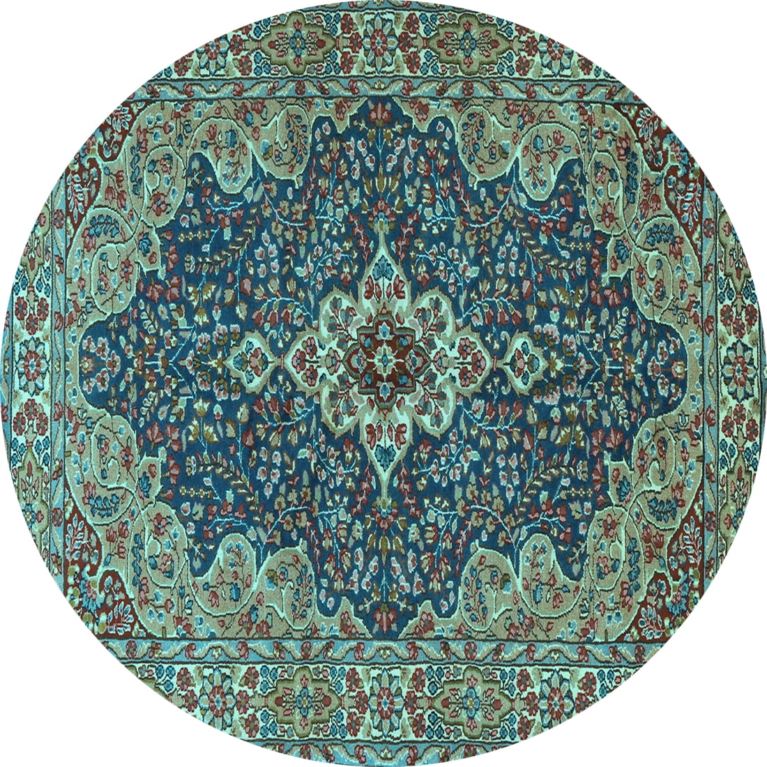 Ahgly Company Indoor Round Persian Light Blue Traditional Area Rugs, 7 ...