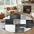 5ft Round Rug Grey Geometric Area Rugs for Living Room Bedroom Washable ...