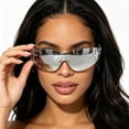 AJGRHE Trendy Y2K Sunglasses, Star Shades, One Piece Transparent Tinted ...