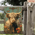 2D Flat, Highland Cow and Daisy Spring Floral Themed Metal Sign - 8x12 ...