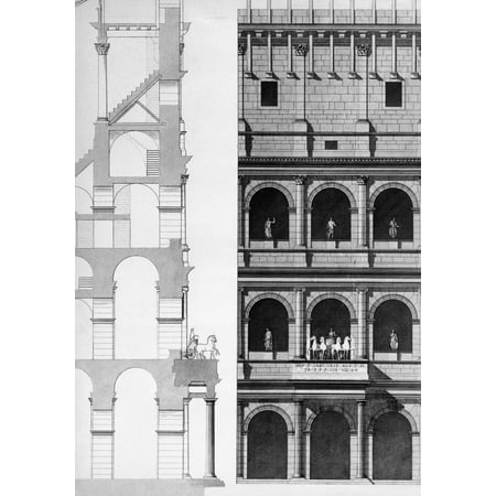 Rome: Colosseum. /Ncross-Section And Elevation Drawings Of A ...