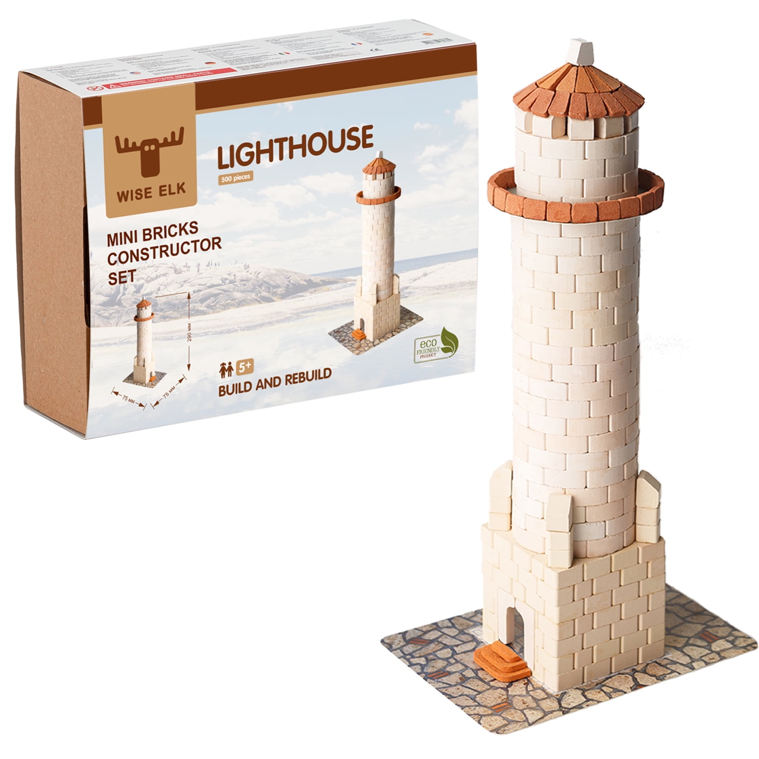 Mini bricks construction set Lighthouse 500 pcs. Glue included. White ...
