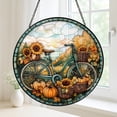 Bicycle and Sunflowers Stained Glass Suncatcher – Round Decorative ...