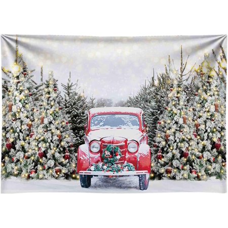 Christmas Trees Farm Backdrop for Photography Winter Xmas Red Truck ...