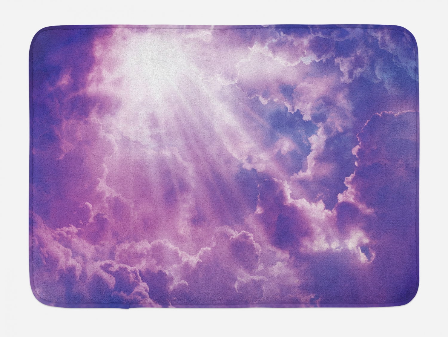 Landscape Bath Mat, Dramatic Magical Sky with Sun and Heavy Clouds ...