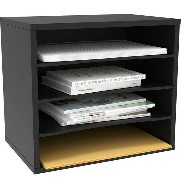 Ballucci 4-Tier File Paper Organizer, Wood Stackable Letter Tray with ...
