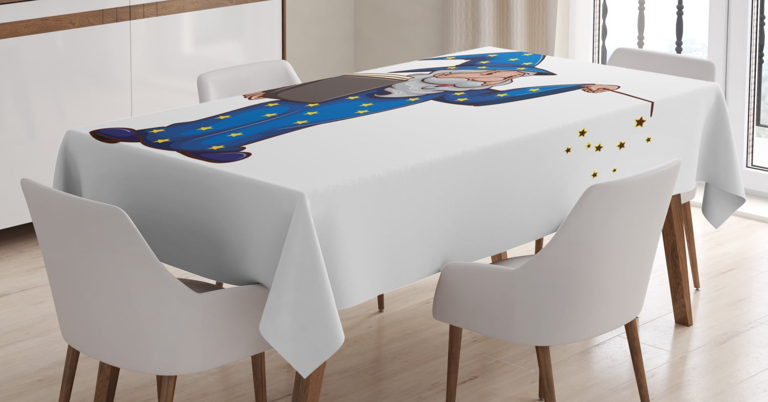 Wizard Tablecloth, Sorcerer Man in a Blue Costume with Yellow Stars ...