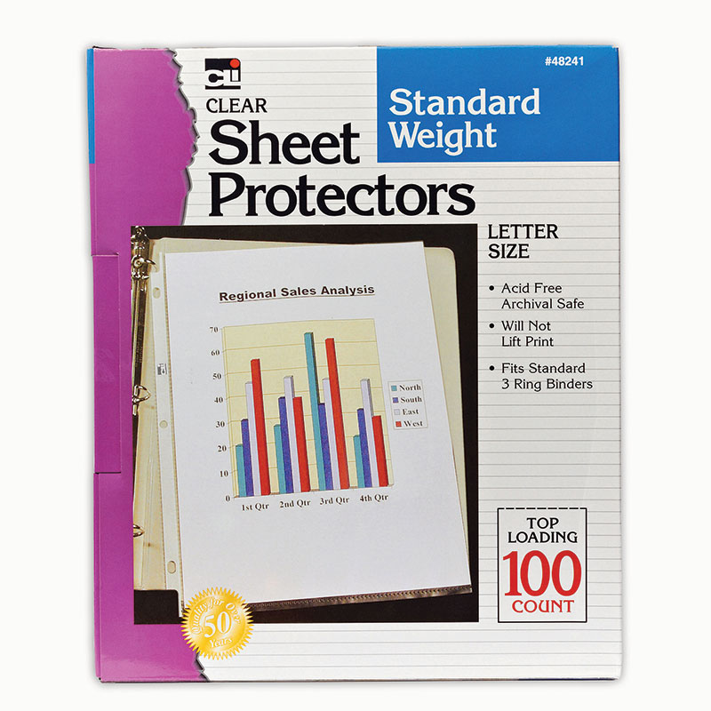 Sheet Protectors, Standard Weight, Letter Size, Clear, Box of 100 ...