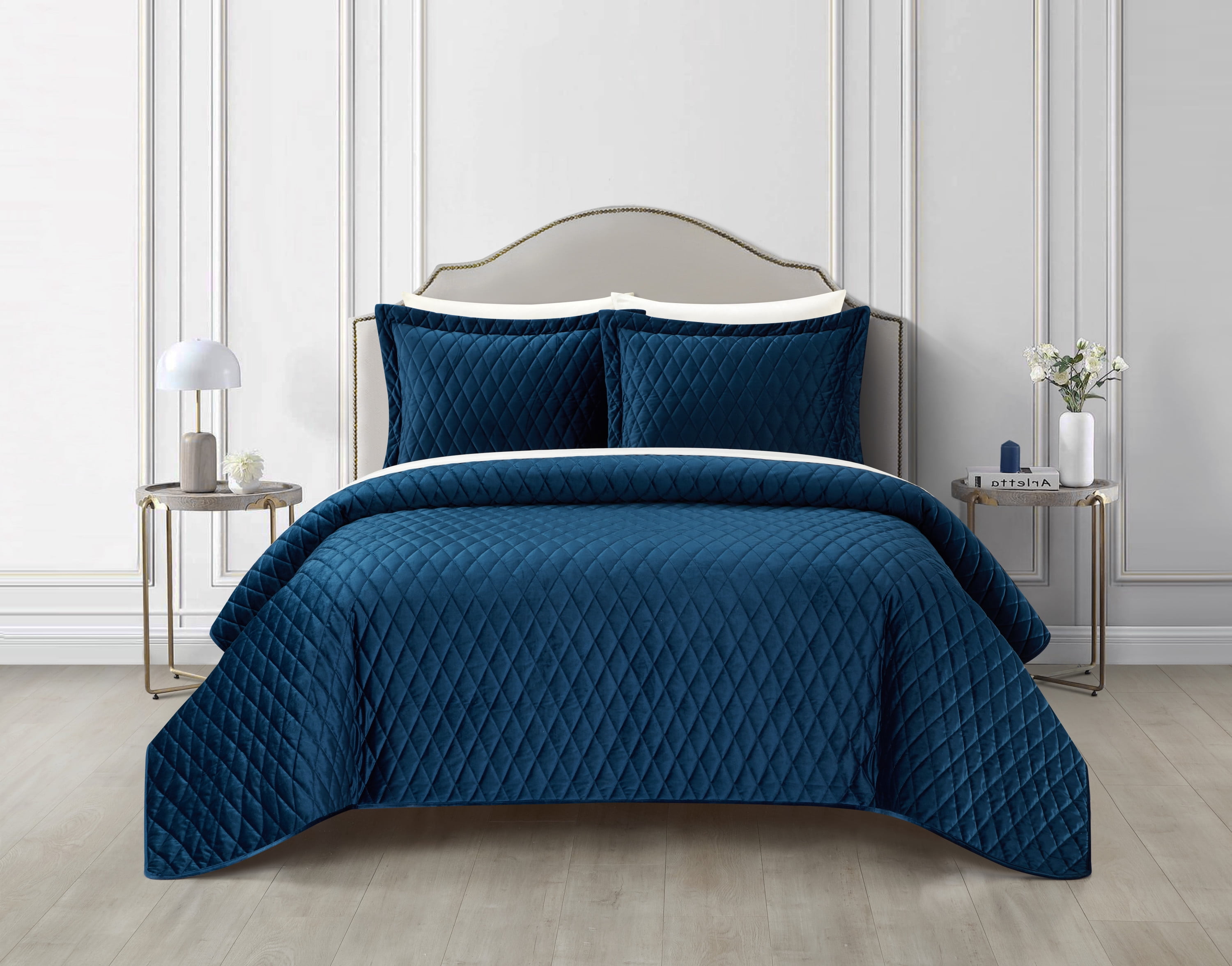 NY&C Home Wafa 3-Piece Geometric Quilt Set, Queen, Blue - Walmart.com