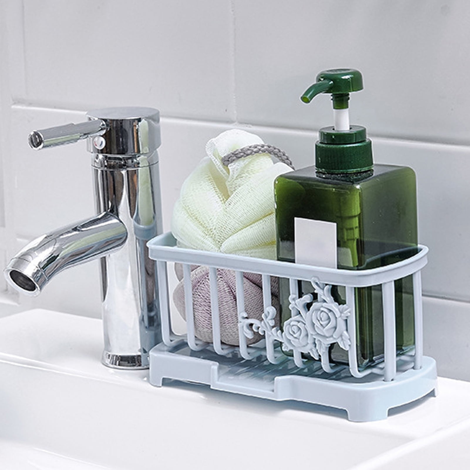 LEAQU Kitchen Sink Caddy Sponge Holder - Sponge Holder for Sink, Sink ...