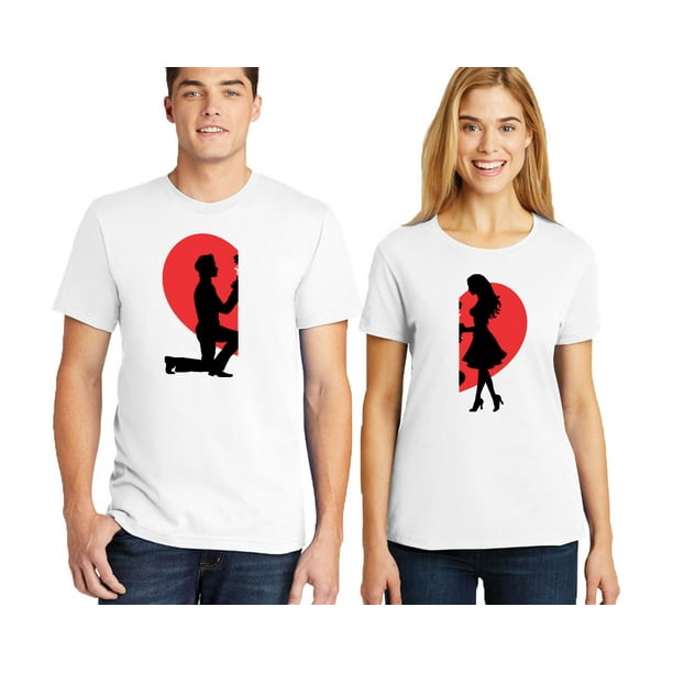 OXI - Matching Couple Shirts Half Heart Men Women Couple Tshirts ...