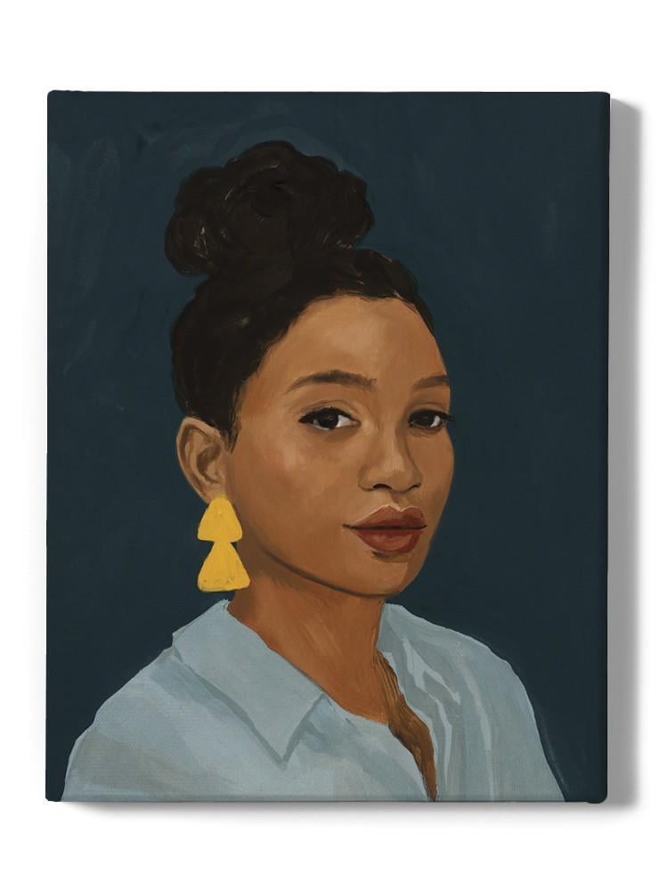 Figure In Yellow Earring Wrapped Canvas -Victoria Barnes Designs ...