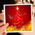 3drose, Image of Gold Modern Tree on Red with Santa and Reindeer, 12 ...