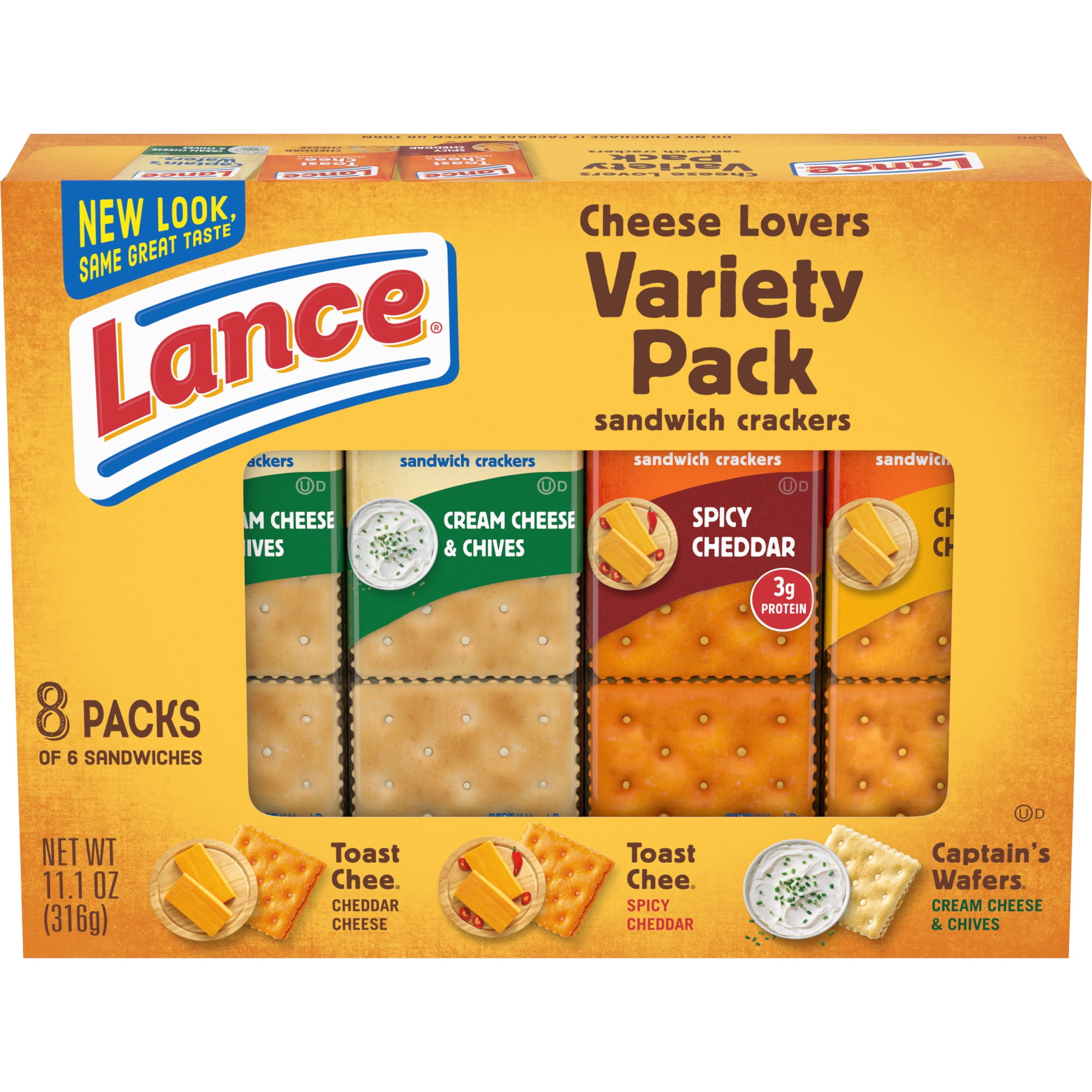 Lance Sandwich Crackers, Cheese Lovers Variety Pack, 8 Ct Box - Walmart ...