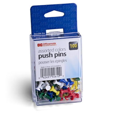 Officemate OIC Push Pins, Assorted Translucent Colors, 200 Count (35710 ...